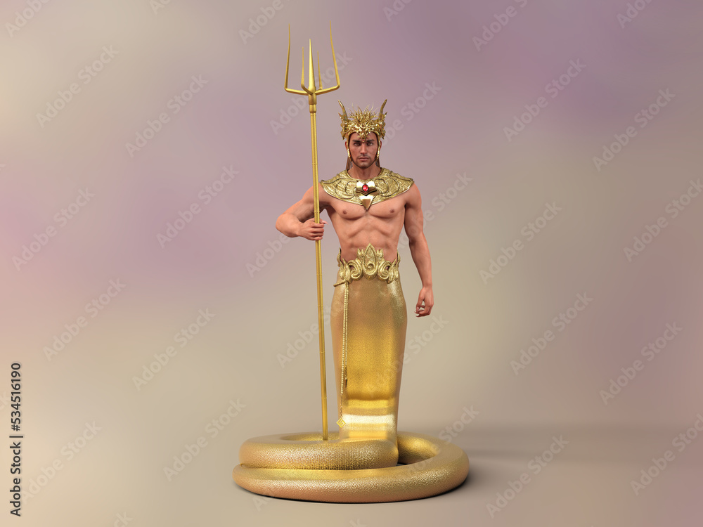 3D Render : A human-snake hybrid male creature, half snake half human ...