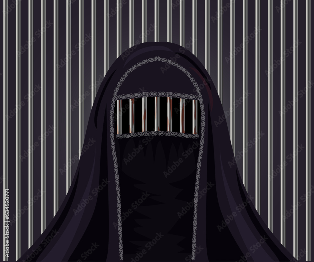 Burka is like a prison. Muslim woman in burqa metal bars, wallpaper ...