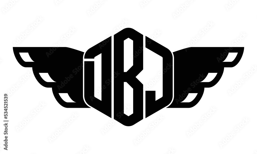 DBJ three-letter butterfly iconic logo design vector template | polygon ...