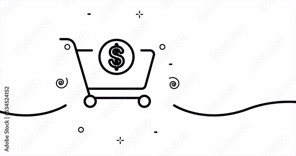 Shopping cart with dollar sign. Buy, purchase, order, service, customer ...