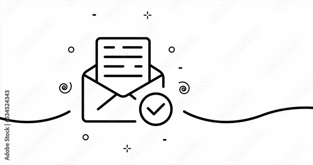 Letter with checkmark. Approval, approve, accept, envelope, message ...