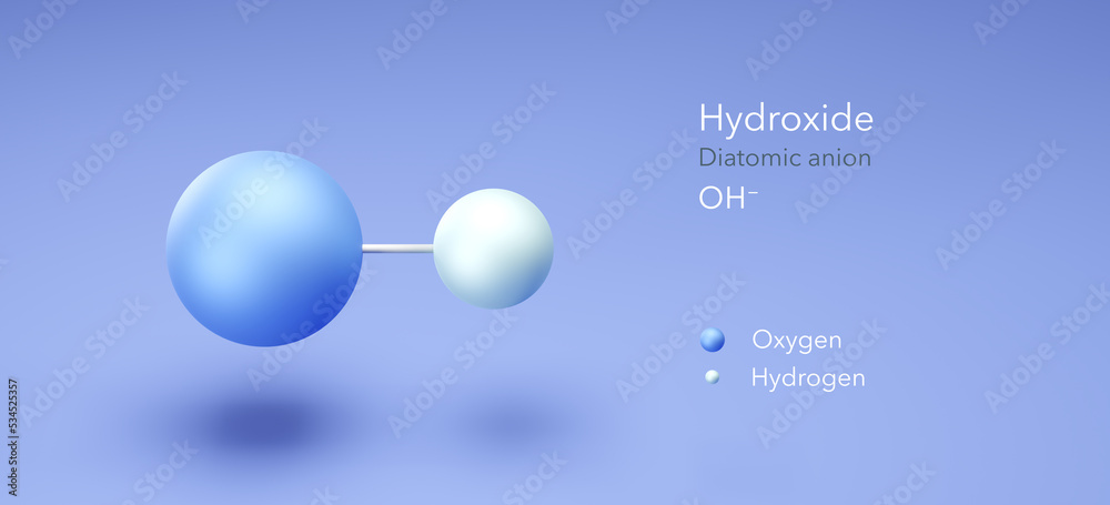 hydroxide, molecular structures, diatomic anion, 3d model, Structural ...