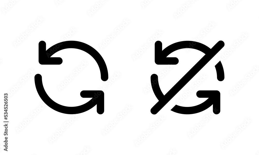 Arrows recycle and no recycle icons. Repeat, refresh or reload symbols ...