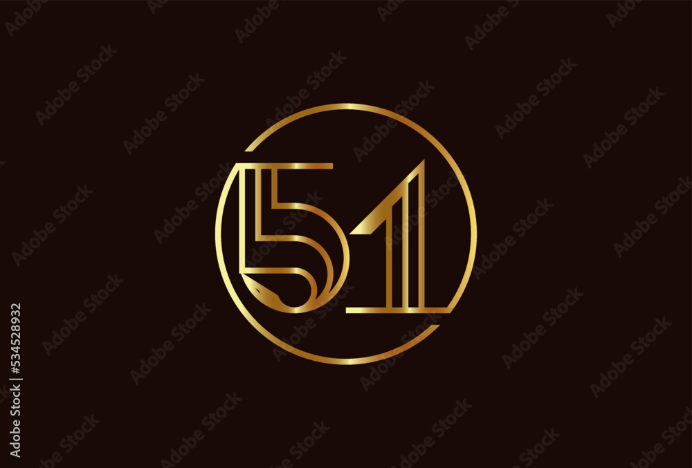 Number 51 Logo, Number 51 monogram line style inside circle can be used ...
