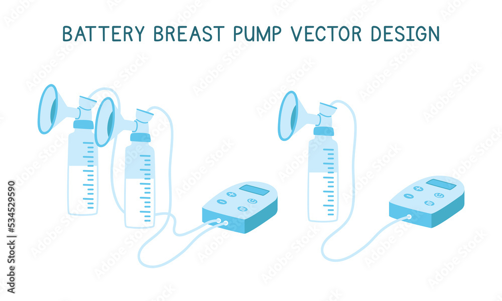 Vector set of breast pump clipart. Simple cute electric breast pump ...