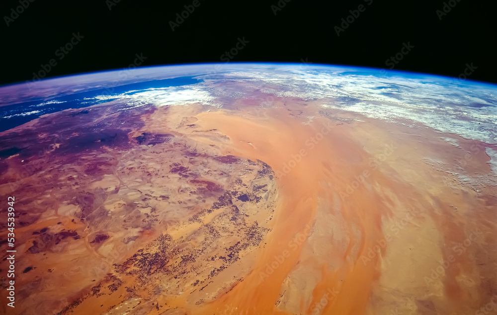Northern Saudi Arabia as seen from space. A desert in Arabia. Satellite ...