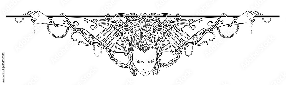 PNG transparent angel woman decorative border divider as detailed ...