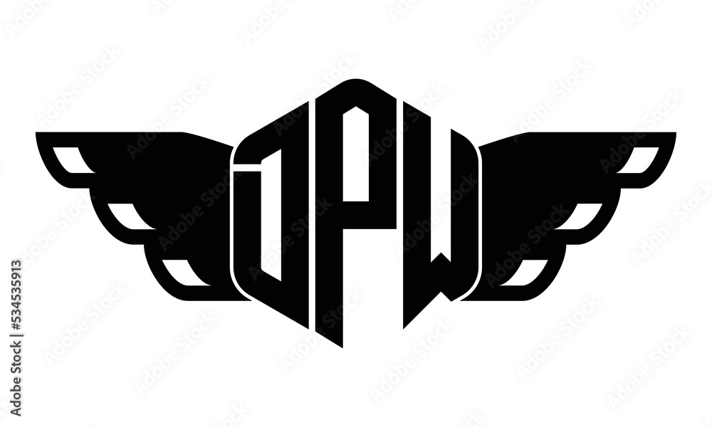 DPW three-letter butterfly iconic logo design vector template | polygon ...