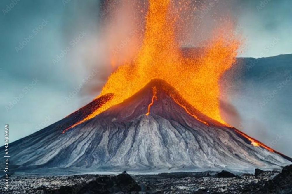 erupting volcano Stock Photo | Adobe Stock