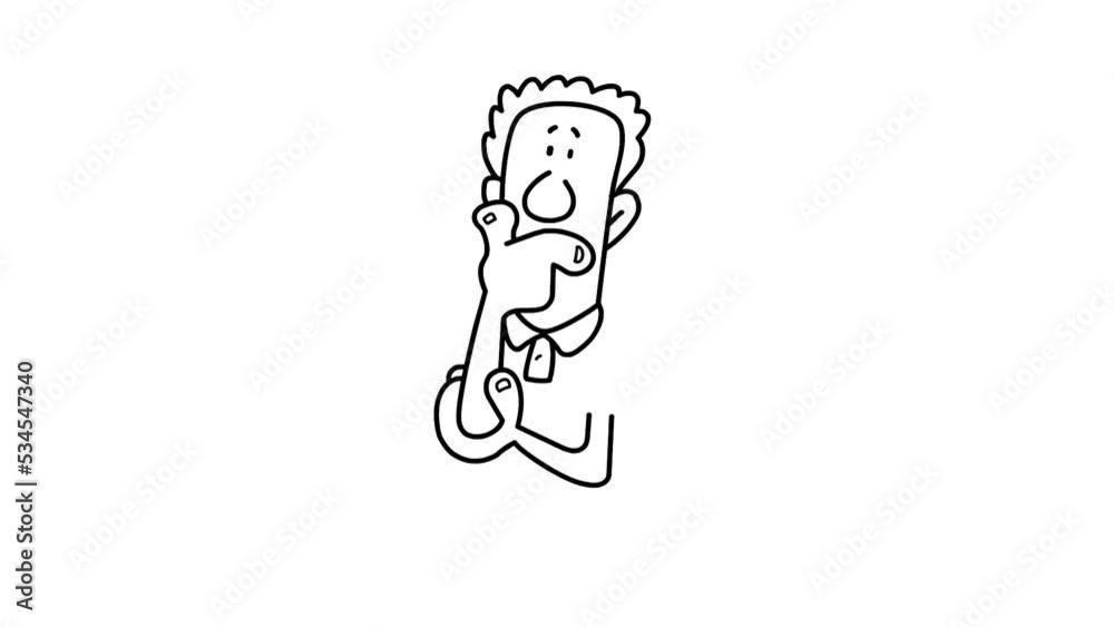 cartoon thinking, question mark symbol sketch and 2d animation Stock ...