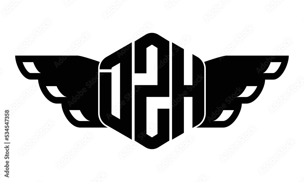 Stockvector DZH three-letter butterfly iconic logo design vector ...