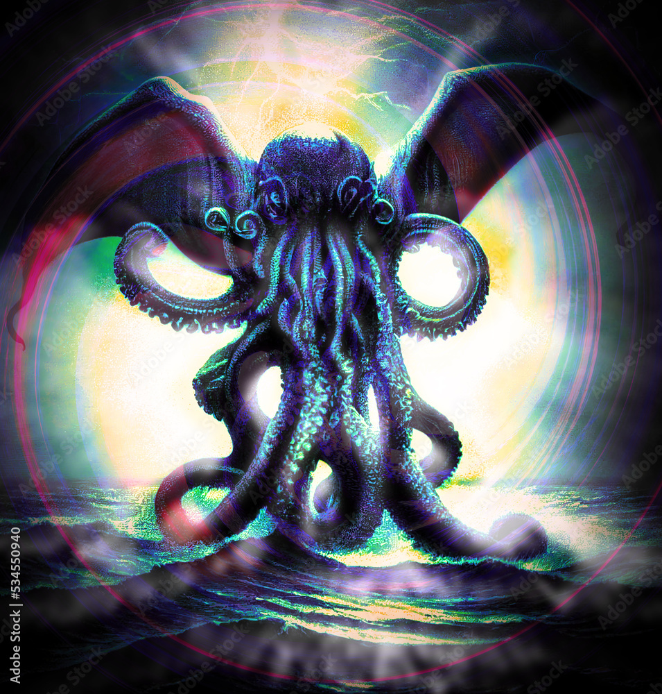 Illustration of Cthulhu mind control or of a Mind Flayer type creature ...