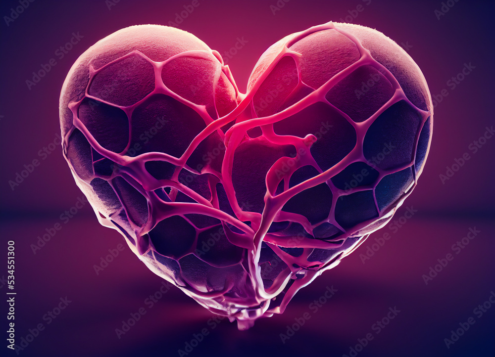 Heart covered with veins and arteries, artistic and minimalist design ...