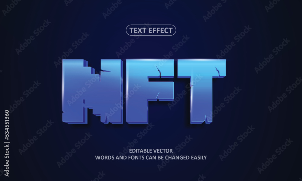 3D NFT Vector editable font effect, Bold logo font editable text effect ...