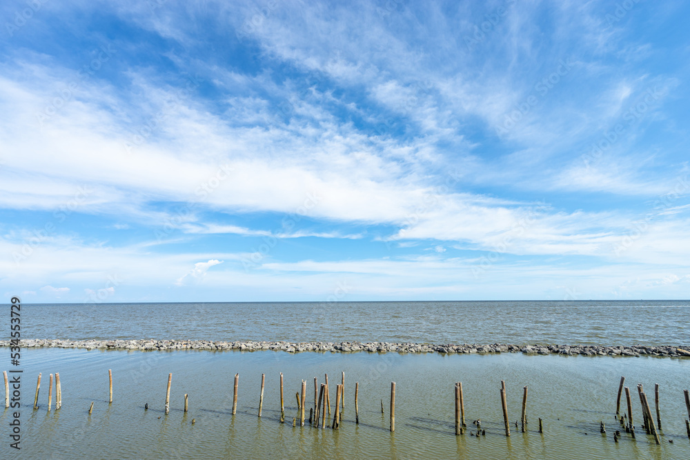 Beautiful natural scenic of the sea with the seperated line with the ...