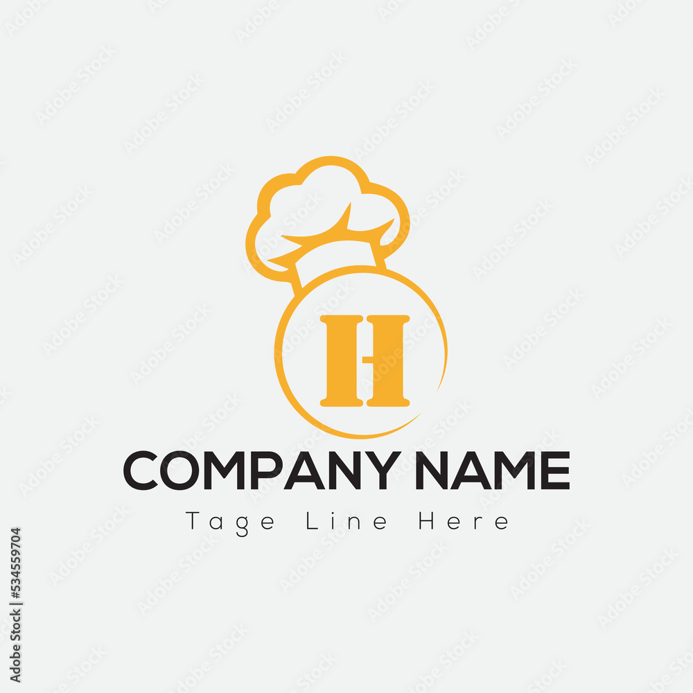 Chef Logo On Letter H Template. Restaurant On H Letter, Initial Food ...