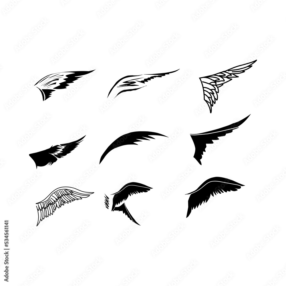 Wings Collection illustration, set of Wings Icon vector, Coat of Arm ...