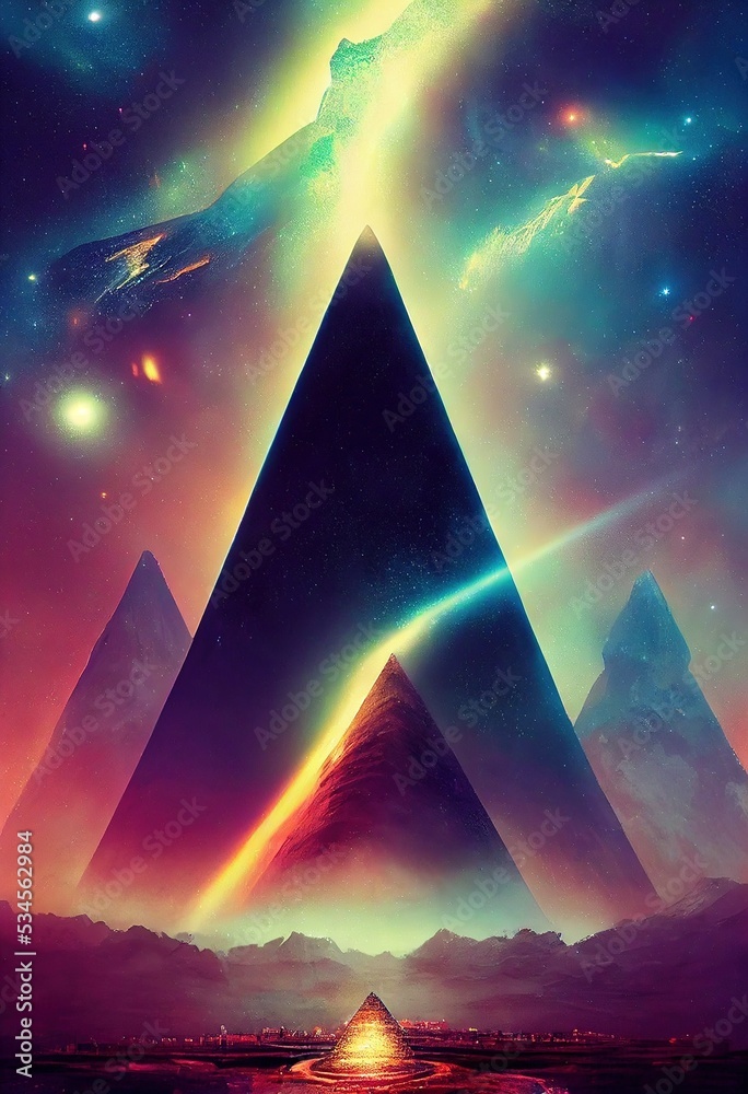 Pyramid. Alien Pyramid. Illustration. Alien landscape. landscape ...