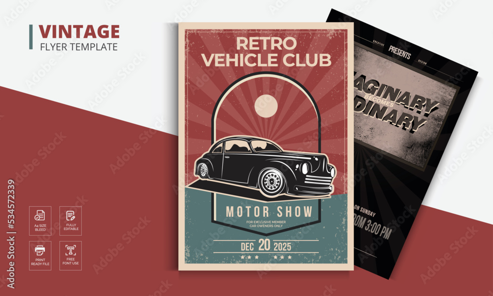 Vintage flyer template. Retro Food Advertisement Layout Design Template ...