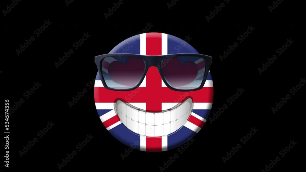 Video Stock United Kingdom.Animation of smiling face with Uk flag ...