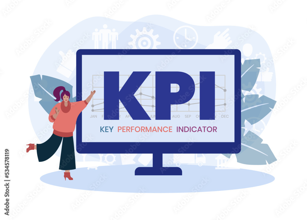 KPI - Key Performance Indicator acronym. lettering illustration with ...
