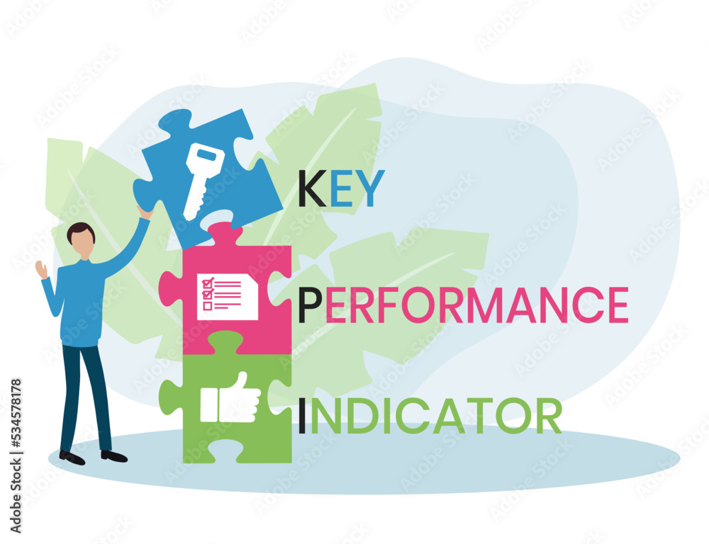 KPI - Key Performance Indicator acronym. lettering illustration with ...
