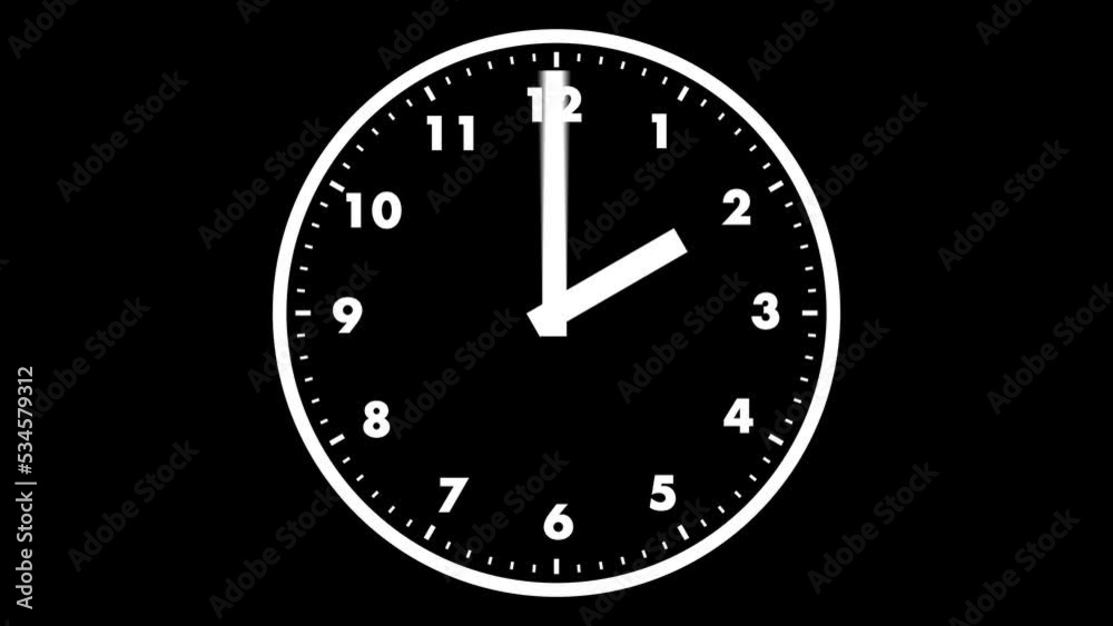 4k 2d minimal clock animation, seamless loop, full 12-hour cycle in 30 ...