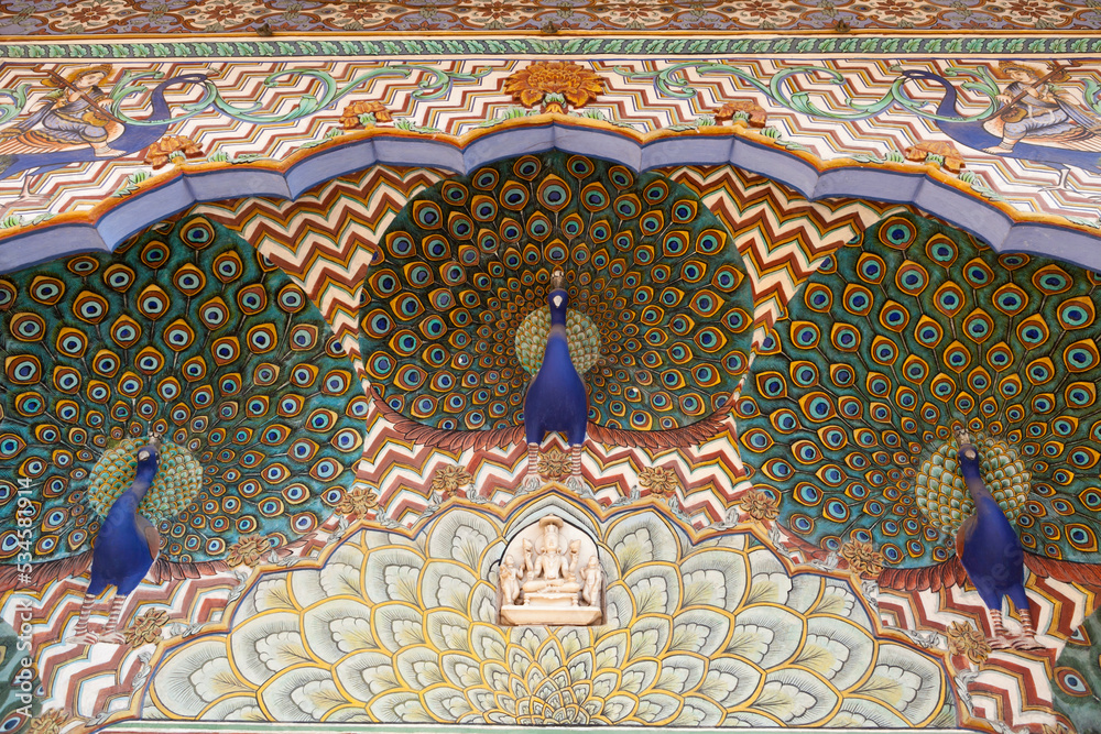 Peacock Gate, City Palace; Jaipur, Rajasthan, India, Asia Stock Photo ...