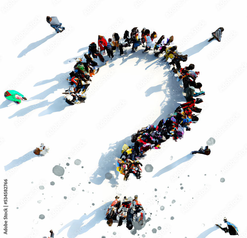 bird's eye view people pose question mark Stock Illustration | Adobe Stock