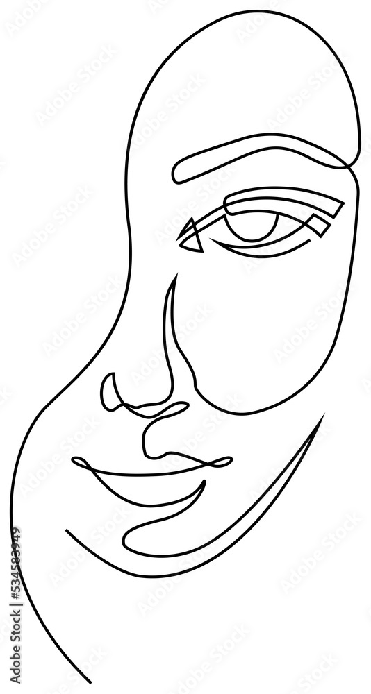 Woman face with one line. PNG with transparent background. Stock ...