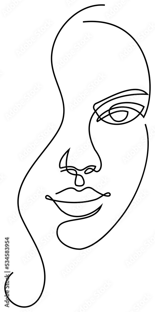 Woman face with one line. PNG with transparent background. Stock ...