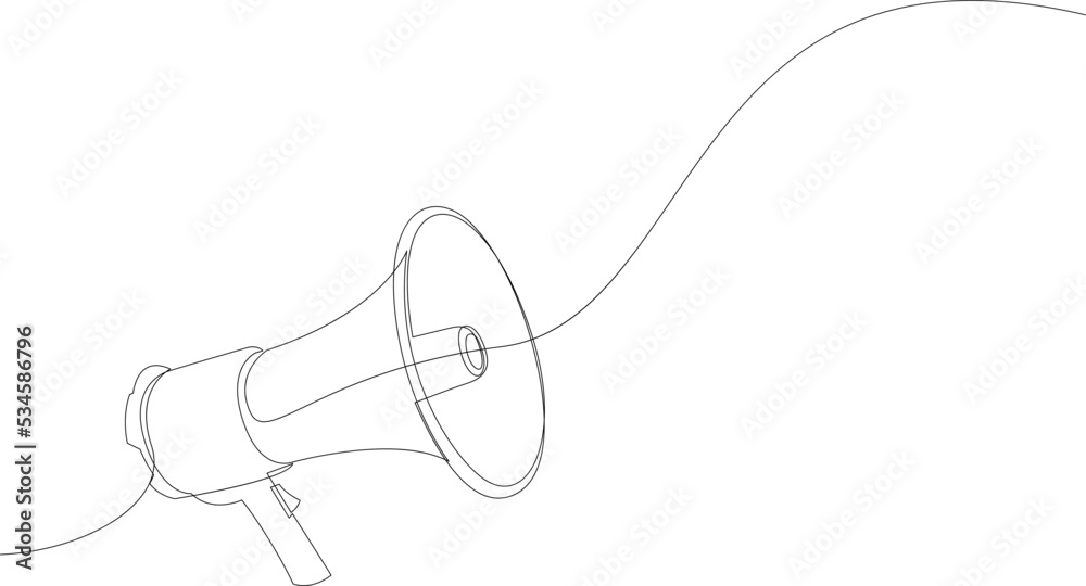 Continuous Line Drawing of Megaphone Icon. Social Media Marketing ...