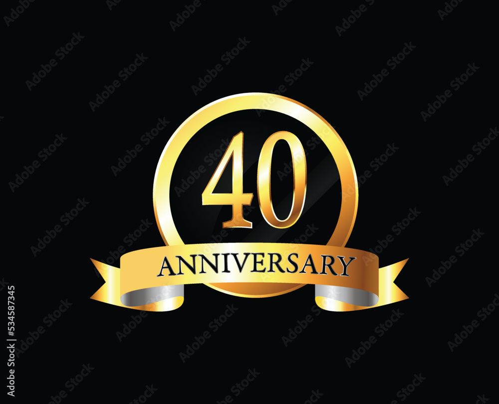 40 Year Anniversary celebration Vector Design with ring and ribbon ...