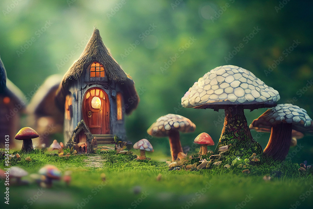 Small fantasy village, fairytale land illustration Stock Illustration ...