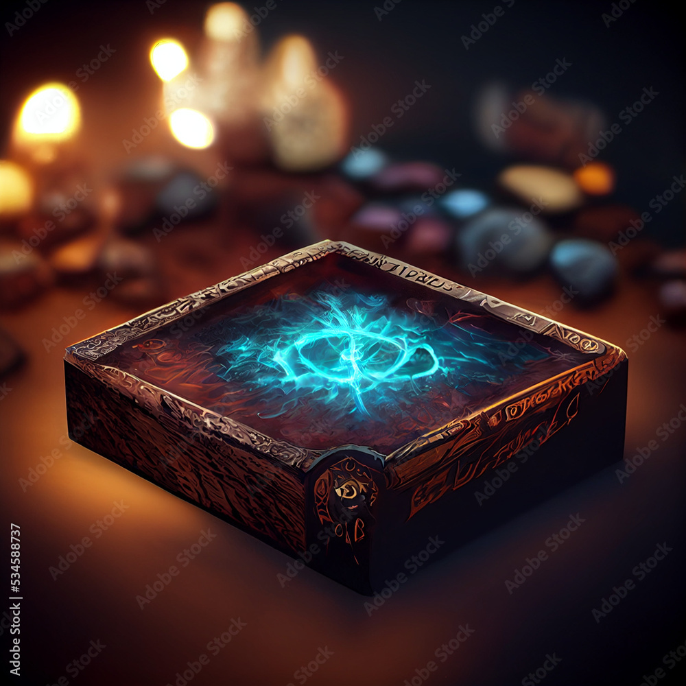 magic box with blue symbol Stock Illustration | Adobe Stock