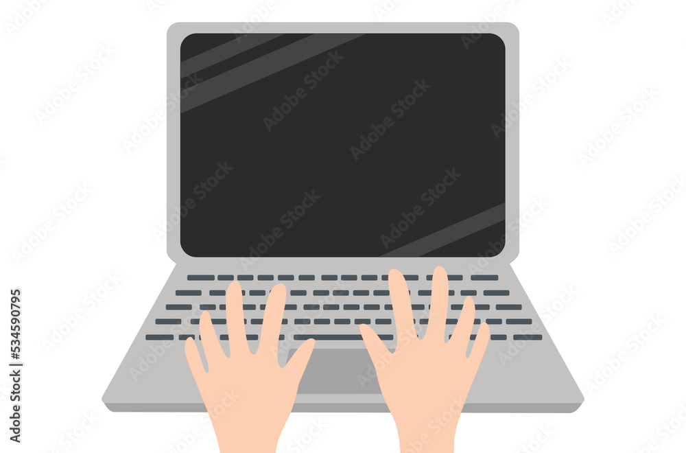 Hands pressing laptop keyboard vector, businessman is working on laptop ...