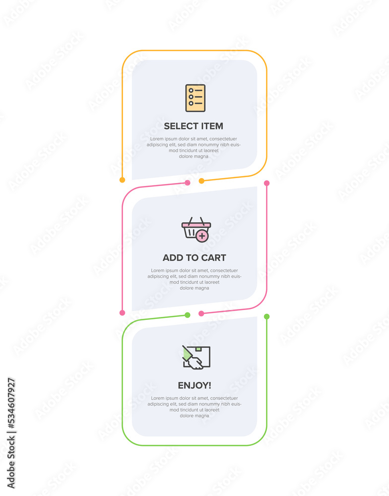 Vertical infographic design with icons and 3 options or steps. Thin ...
