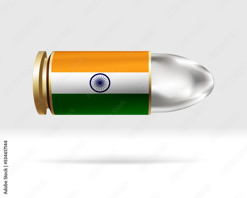 India flag on bullet. A bullet danger moving through the air. Flag ...