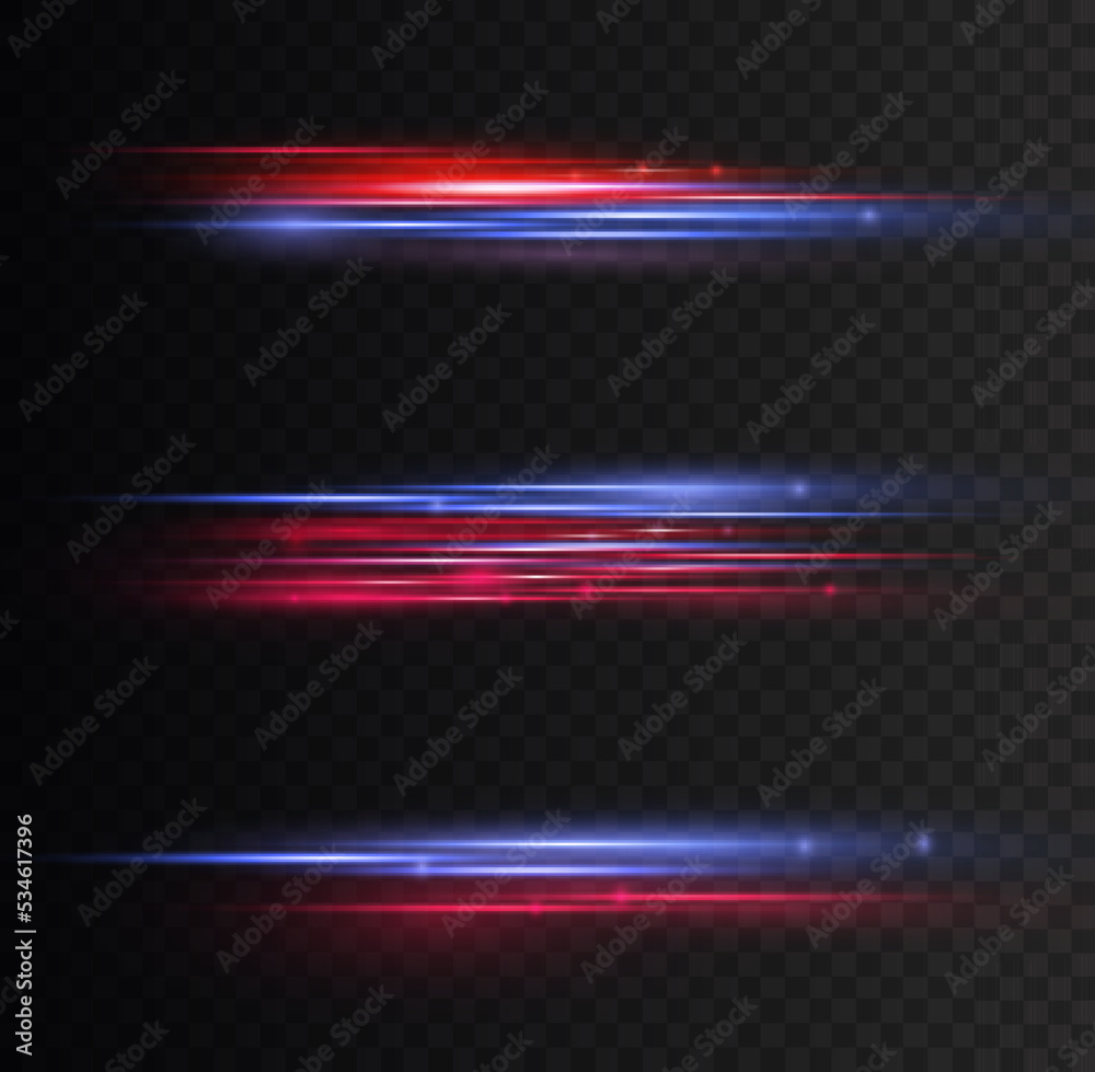 Beautiful glow light flare and spark. Red blue special effect, speed ...