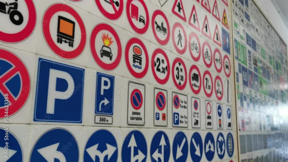 educational road signs for school driving in 4k resolution Stock Video ...