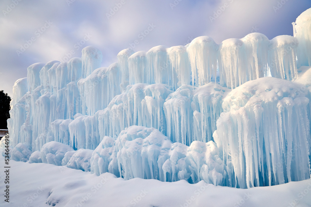 Snow fort made of ice and icicles on a winter wonder day Stock Photo ...