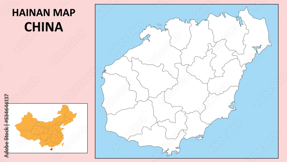 Hainan Map of China. State and district map of Hainan. Political map of ...