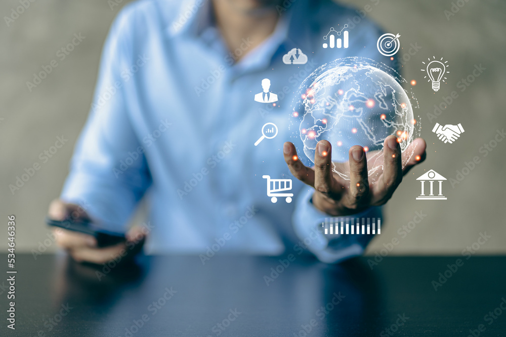 virtual digital technology concept social media artificial intelligence ...