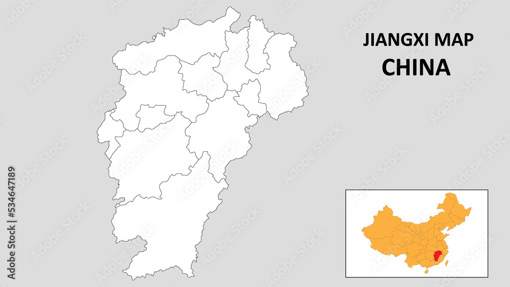 Fototapeta mapa świata dla dzieci Jiangxi Map of China. Outline the ...