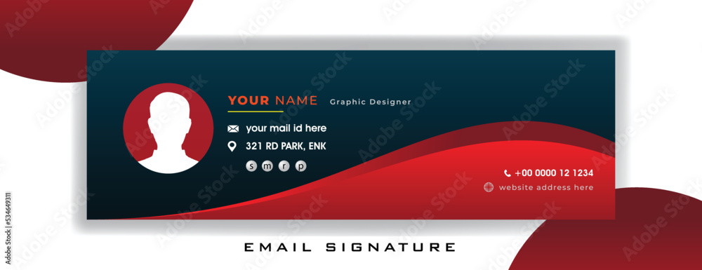 Business Email signature red and black color card template design Stock ...