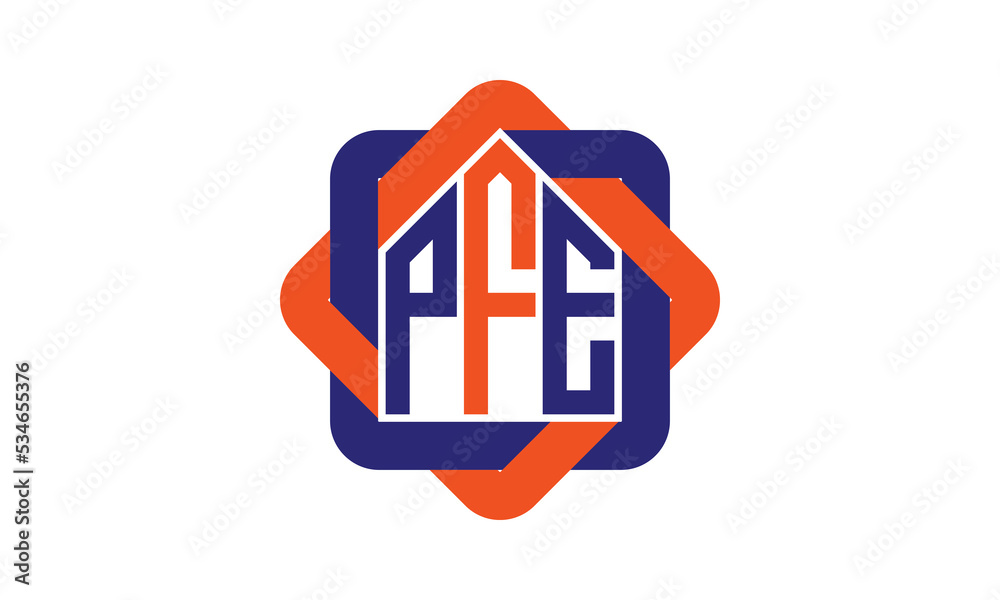 PFE three letter real estate logo with home icon logo design vector ...