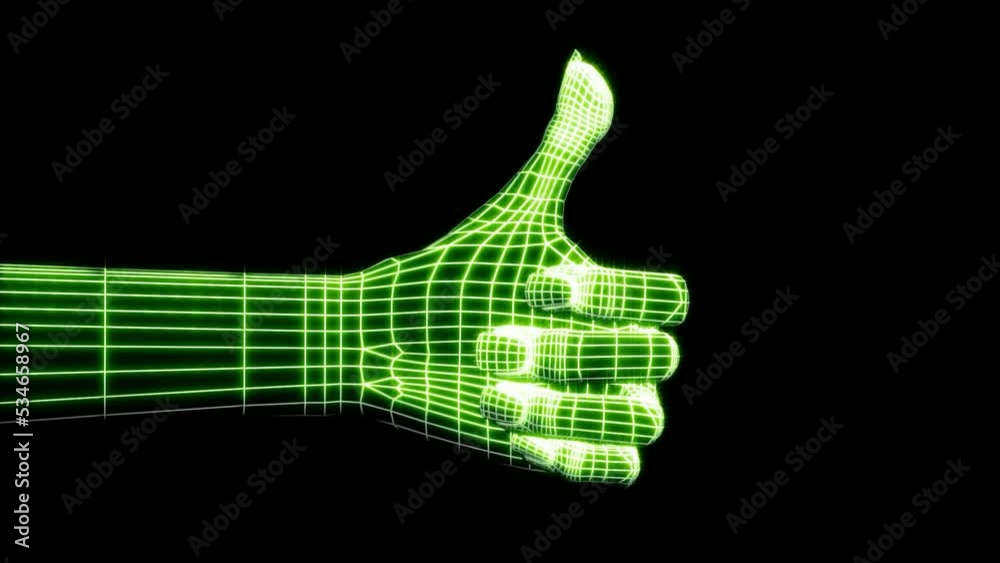 Neon fingers 3D animation. Hand 3D animation. Wrist animation. Mesh ...