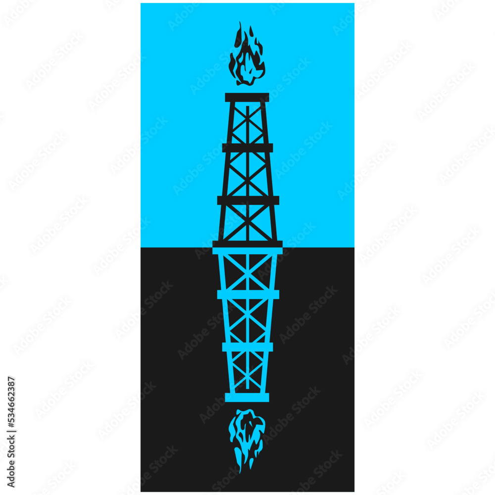 Gas tower icons on opposite colors background. Natural gas and oil ...
