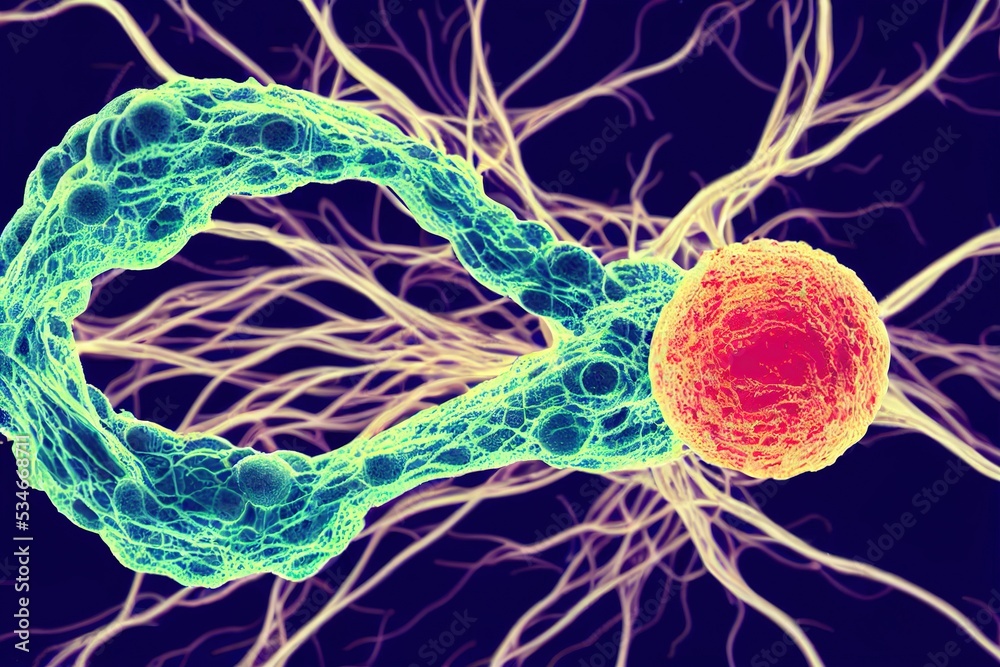 Abnormal cancer cell inside human body. T-cell involved in cell ...