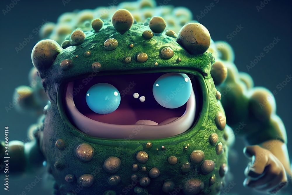 Ilustração do Stock: Angry bacteria character with ugly face under ...